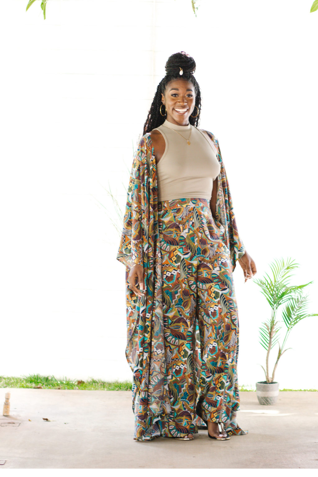 Melanated Fabrics DIY Kaftan and Wide Leg Pants - Montoya Mayo